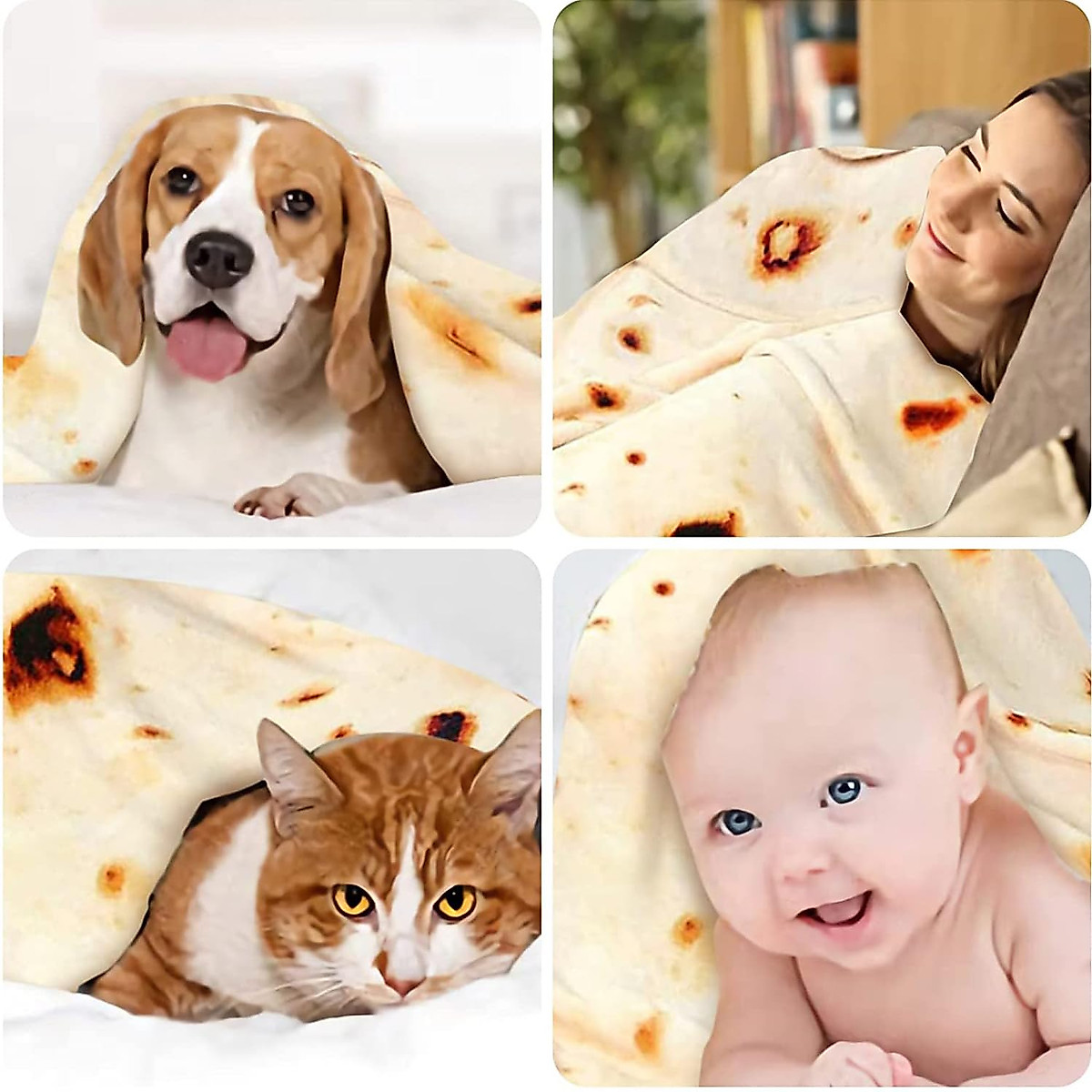 SILUI Tortilla Burrito Blanket White Elephant Gifts for Adults Useful Baby Stuff Funny Novelty Food Throw Newborn Toddler Swaddle Blankets 300 GSM Soft Flannel Taco Wrap Blanket(41 Inches)