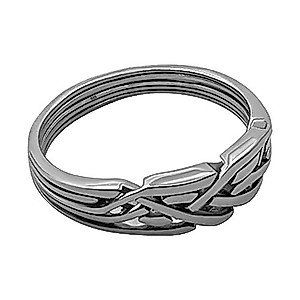 OFLIUM Olympic 5 Band Handmade Turkish Puzzle ring 925 Sterling Silver five pieces wrapped interlocking Knott inspired stacking Ladies men Stacking elegance Unique ring Puzzle ring SILVER (10)