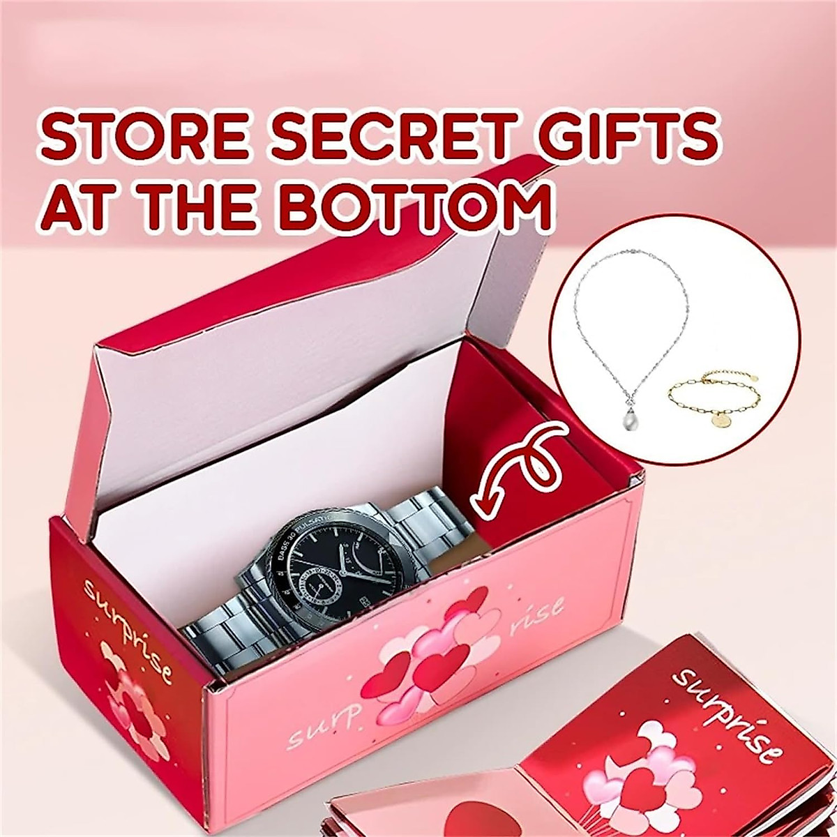 ZSJGGBOY Merry Christmas Surprise Gift Boxes, Joyjoyset, Joy Joy Snow Folding Pop-Up Explosion Gift Box, Surprise Gift Box Explosion for Money Christmas (Red+Green)