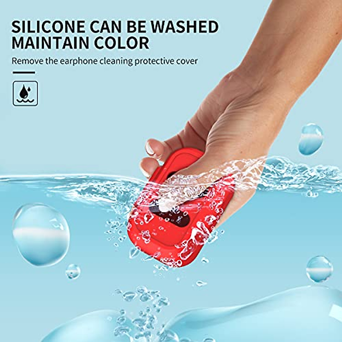 WQNIDE Case for Skullcandy Dime, Waterproof & Shockproof Silicone Carrying Protective Case,Skullcandy Dime True Wireless Earbuds Case Cover(Red)