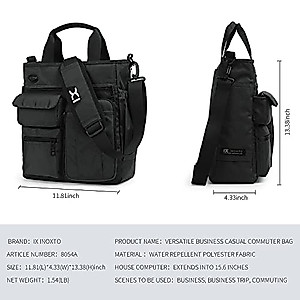 IX INOXTO Mens Messenger Bag Laptop Shoulder Bag Computer Work Office Bag Waterproof Briefcases for Travel Work (black)