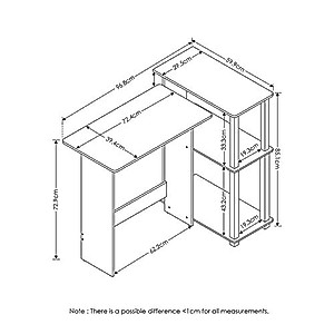 Desk Corner Computer with Bookshelf, French Oak Grey/Black (Color : French Oak Grey/Black)
