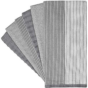 Premium Kitchen Towels (20”x 28”, 6 Pack) | Large Cotton Kitchen Hand Towels | Dish Towels | Flat & Terry Towel | Kitchen Towels | Highly Absorbent Tea Towels Set with Hanging Loop | Gray