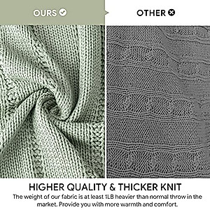 RECYCO Cable Knit Sage Green Throw Blanket for Couch, Super Soft Warm Cozy Decorative Knitted Throw Blanket 2.3LB for Bed, Sofa, Chair 50"x60"