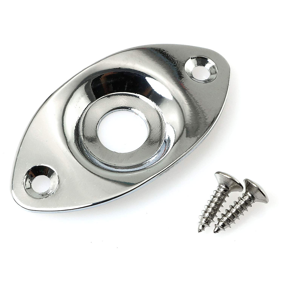 E-outstanding Oval Jack Plate Metal Indented Curved Football Shape Output Socket Plug Plate With Screws for Guitar Bass Silver