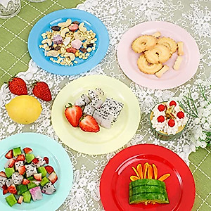 bUCLA 100PCS 6.25inch Plastic Dessert Plates -Cake Plates Appetizer Plates - Disposable Rainbow Plates In 5 Colors for Party, Birthday and Baby Shower