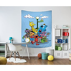 Jay Franco Sesame Street Retro Gang Tapestry – 50 x 60 Inch Wall Hanging Features Elmo and His Friends – Kids Room Décor