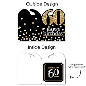 Big Dot of Happiness Adult 60th Birthday - Gold - Happy Birthday Giant Greeting Card - Big Shaped Jumborific Card - 16.5 x 22 inches