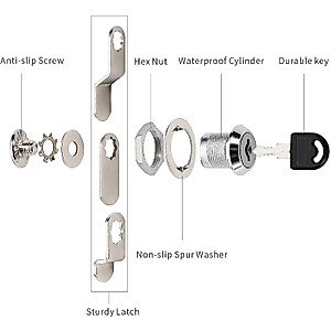 KNOKLOCK 2 Pack 5/8 Inch Cabinet Locks with Keys Cabinet Cam Lock Set Mailbox Locks Replacement Chrome Finish Zinc Alloy Desk Drawer Lock RV Storage Locks