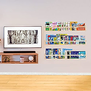 MBYD 36 Inch Wall Bookshelf Set of 3 Same Dimensions, Handmade Natural Wood Floating Bookshelves, Nursery Shelves, Kitchen Spice Rack or Bathroom Organizer