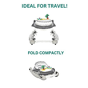 Dream on Me 2-in-1 Aloha Fun Activity Baby Walker in Grey, Easily Convertible Baby Walker, Adjustable Three Position Height Settings, Fun Activity Center, Easy to Fold and Store