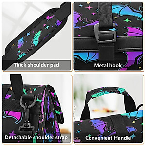 MNSRUU Insulated Lunch Bags Women Men Aldults, Halloween Luminous Bats Portable Reusable Thermal Meal Tote Cooler Bag Organizer, Adjustable Shoulder Strap, Handle