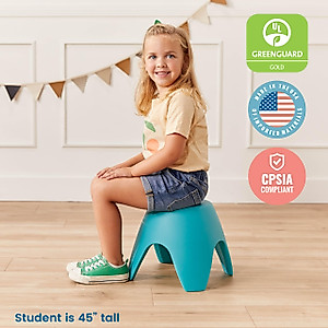 ECR4Kids Ayana Stool Set, Flexible Seating, Turquoise, 4-Pack