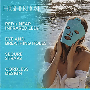 HigherDOSE Red Light Therapy Face Mask - Reduce Fine Lines and Wrinkles - Rejuvenates Skin and Enhances Natural Glow