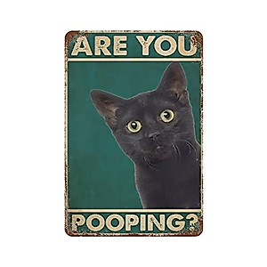 EYSL are You Pooping Cat Bathroom Funny Novelty Funny Metal Sign Vintage Tin Sign Decor for Kitchen Home Club Sign Gift Plaque Tin Sign 8x12 Inch