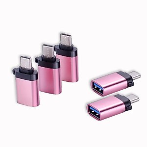 USB C to USB Adapter(5 Pack), USB C to USB 3.0 Adapter, USB Type-C to USB,Thunderbolt 3 to USB Female Adapter OTG for MacBook Pro/Air 2020/2019/2018/2017,iPad Pro 2020,More Type-C Devices(Pink)