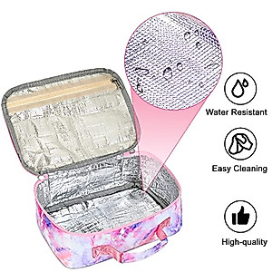 Kids Lunch Box Boys Girls Insulated Lunch Cooler Bag Reusable Lunch Tote Kit for School Travel (878 Galaxy-Purple)