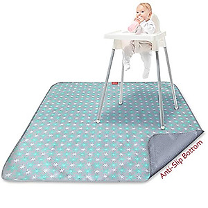 Splat Mat for Under High Chair Mat, Mealtime Baby Splat Mat for Art/Crafts/Playtime, Anti Slip Waterproof Splash Mat, Machine Washable Portable Picnic Floor Mat Baby Feeding Table Cloth, 42x46 Inch
