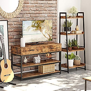 IRONCK TV Stand for 55 Inch TV with Drawers, Entertainment Center TV Stand Console Table for Living Room, 47 Inches Wood TV Console Storage Cabinet, Vintage Brown