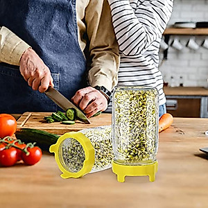 Coolpala 4pcs Sprouting Lids With Stainless Steel Screen, 86mm Plastic Sprout Lid for Wide Mouth Mason Jars Growing Bean Sprouts, Alfalfa, Salad Sprouts