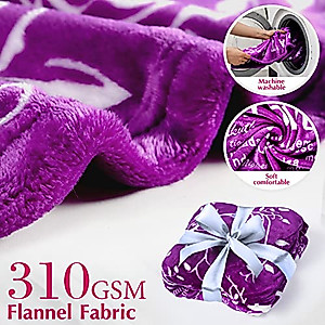 Mothers Day Mom Gifts,Gifts for Mom from Daughter Son,100 Languages I Love You Soft Fleece Blanket, Inspirational Tree of Life with Butterfly Purple Throw Blanket, Birthday Christmas Day 70”x 55”