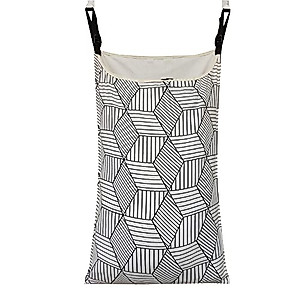 HDHYK Adjustable Space Saving Door Hanging Laundry Hamper Bag with Over Door Hooks for Dirty Laundry