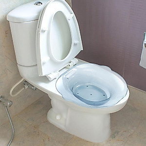 Sitz Bath Basin for Toilet,Bidet Toilet Tub, Universal,Portable Wider Seating Area Hangable Anti Overflow Hip Bath Steam Seat for Elderly, Blue
