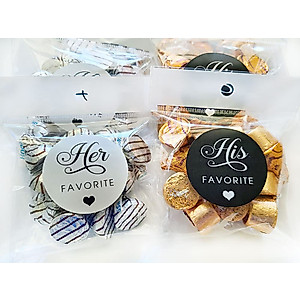 1.9 Inch His Favorite Her Favorite Black White Stickers Wedding Favors Decoration 60 Labels