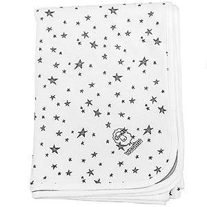 Woolino Toddler Blanket - Merino Wool and Organic Cotton Baby Blanket for Girls and Boys - 4 Season - 52.5” x 40” - Gray Stars