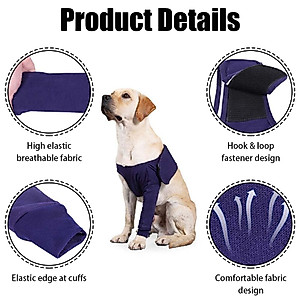 DONGKER Dog Recovery Sleeve,Self-Adhesive Dog Anti-Licking Sleeves Elastic Dog Arm Sleeve for Pet Wounds Prevent Licking Bite Keep Dry,XL(That hind Legs do not Apply)