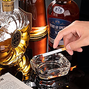 ZKKD Glass Ashtray, Home Ashtrays for Cigarettes, Outdoor Ashtray for Weed, Cigar Cool Ashtrays Cute Ashtray Square Transparent