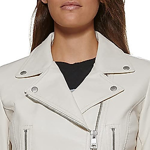 Levi's Women's Faux Leather Asymmetrical Moto Jacket, Oyster, X-Large