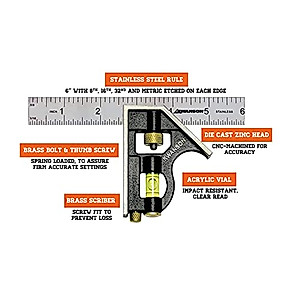 Swanson Tool Co Value Pack Includes 4 1/2 Inch Speed Trim Square and 6" Combination Square