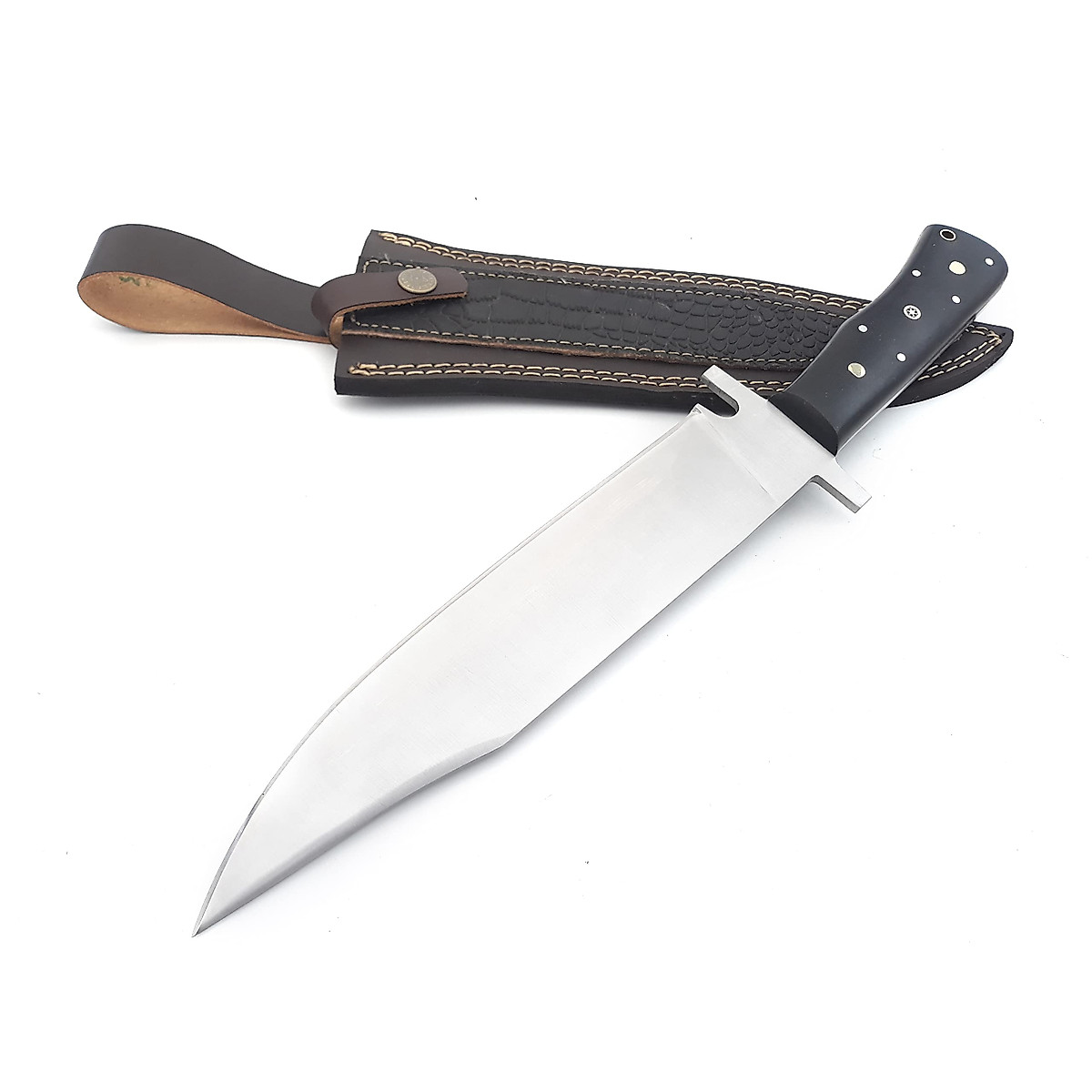 Nooraki - 15" Handmade Full Tang Hunting Knife with Leather Sheath, Multipurpose Bowie Knife with Micarta Handle for Everyday Carry, Outdoor Camping and Hunting