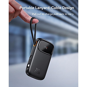 Baseus Portable Charger Power Bank,22.5W 10000mAh Fast Charging Portable Phone Charger with Built in USB-C and iOS Output Cable, LED Display Portable Battery Pack for iPhone iPad Android Samsung