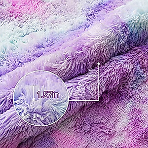 A Nice Night Shaggy Fluffy Faux Fur Area Rug,Soft, Luxurious Shag Carpet Rugs for Nursery Rug, Bedroom, Living Room, Luxury Bed Side Plush Carpets, Rectangle (Blue Purple, 5' x 7')