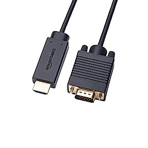 Amazon Basics HDMI (Source) to VGA (Display) Cable (NOT Bidirectional), Gold-Plated, 6 Feet, Black