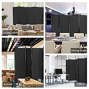6-Panel Outdoor/Indoor Room Divider,Privacy Furniture Indoor Bedroom (Black)