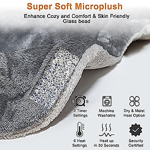 Weighted Heating Pad - Pads for Neck and Shoulders,Large Electric Heated Neck Shoulder,for Back/Waist/Abdomen Pain Relief,6 Heat Settings,Washable,26"×35"