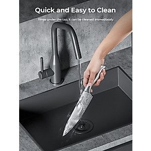 D.Perlla Kitchen Knife Set 15 Pieces, Knife Set with Block and Sharpener, High Grade Stainless Steel Kitchen Knife Set, Steak Knives, Scissors for Chopping, Slicing, Dicing, Sharp and No Rust