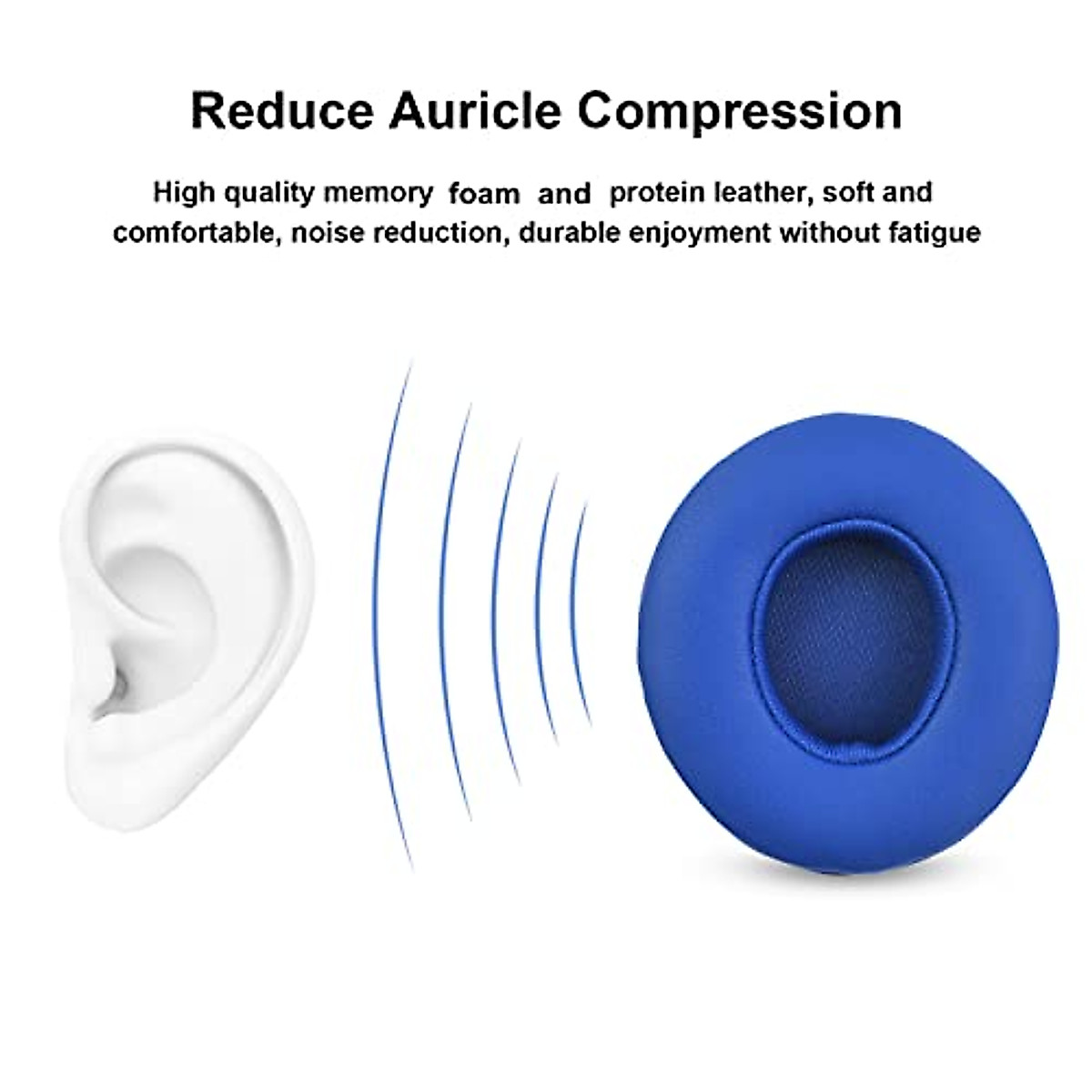 Sqrgreat Solo 2 Ear Pads Replacement for Beats Solo 3 Solo 2 Wireless Headphones, Memory Foam Protein Leather Ear Pads Replacement Earbuds Cushion(Not Fit Solo 2 Wired, Blue)