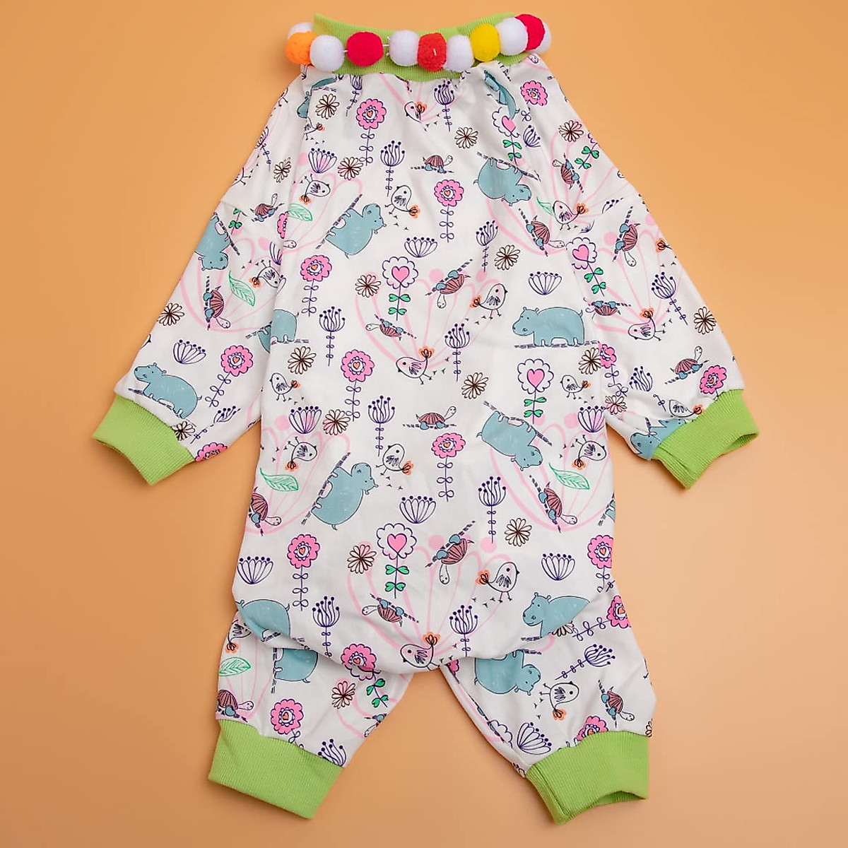 LovinPet Dog Jammies Large Dogs, UV & Post Operative Protection, 4 Legged High Collar Dog Onesies,Lightweight Stretchable Hippo, Bird, Tortoise Prints Large Dog Pajamas as Base Shirt for Dog Dresses L