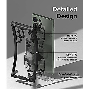 Ringke Fusion-X [Military Design] Compatible with Samsung Galaxy S23 Ultra 5G Case, Camouflage Hard Back Heavy Duty Shockproof Advanced Protective Bumper Cover - Camo Black