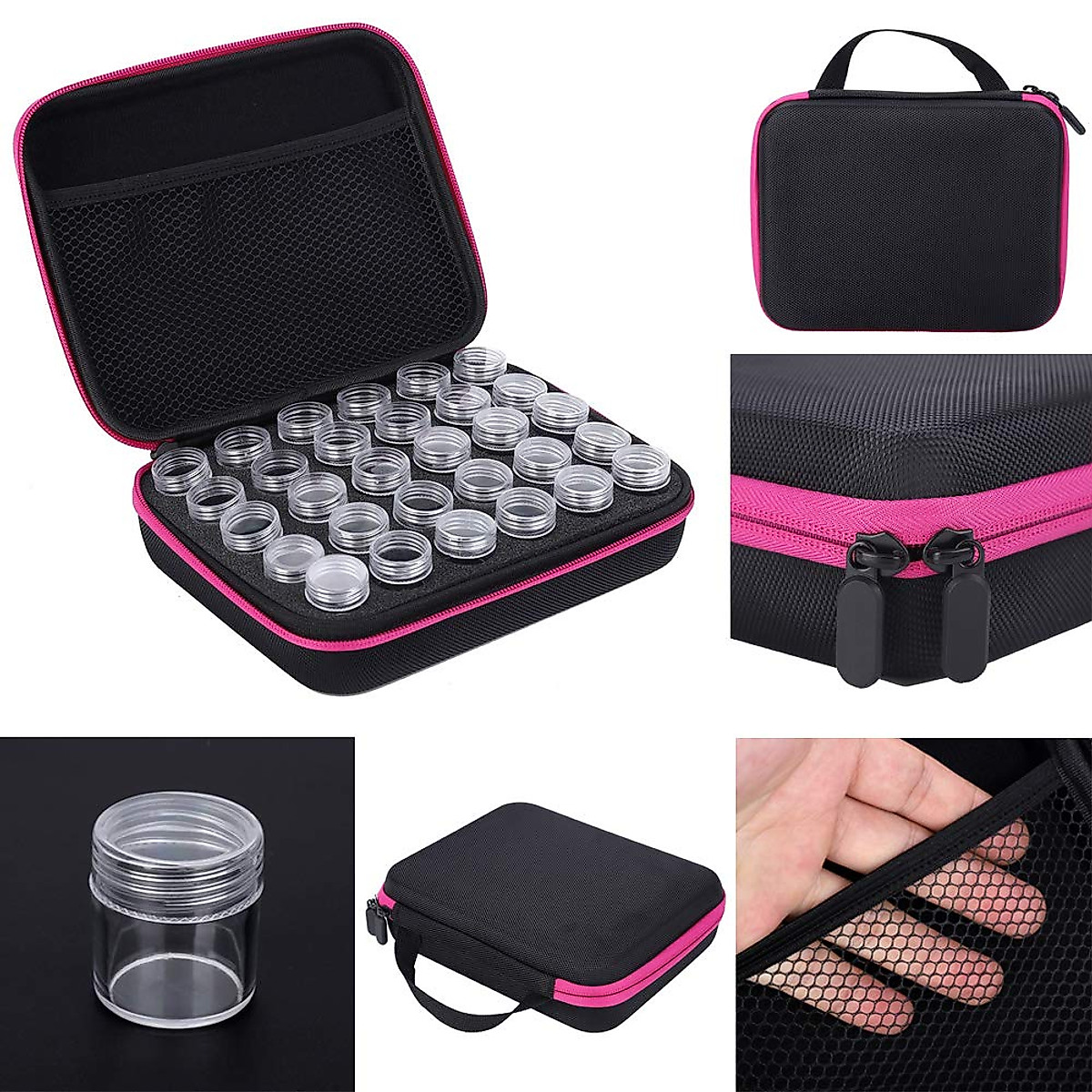 Joyzan Embroidery Diamond Storage Box, 30 Slots Compartments Clearly Double Seal Painting Storage Containers Case Organizer for DIY Art Craft Nail Diamonds Bead (Rose Red)