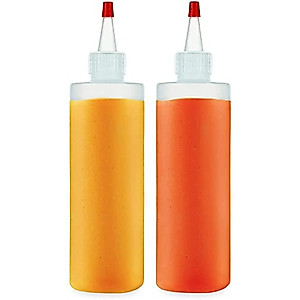 BRIGHTFROM Empty Squeeze Bottles 16 OZ, 2 PACK Squirt Containers with Red Top, BPA Free for Condiments, Syrup, Ketchup, Sauces, Dressing, Oil, Honey | Arts and Crafts - Leak Proof - Kitchen