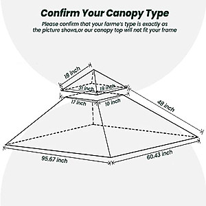 Grill Gazebo Replacement 5' x 8' Canopy Roof, Outdoor BBQ Gazebo Canopy Top Cover, Double Tired Grill Shelter Cover with Durable Polyester Fabric, Burgundy