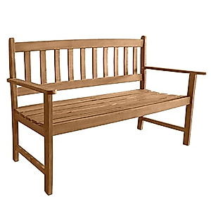 Outdoor Patio Bench Outdoor Patio Bench Wood Garden Bench with Armrests Sturdy Acacia Wood Front Porch Chair 705Lbs Weight Capacity Best Outdoor Wood Bench, Natural Oiled