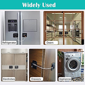 FANYAQIN Fridge Lock, 2 Pack Refrigerator Lock for Kids with Keys, Child Locks for Cabinets, Drawers, Refrigerator, Oven, Toilet, Adhesive Cabinet Locks Childproof Black