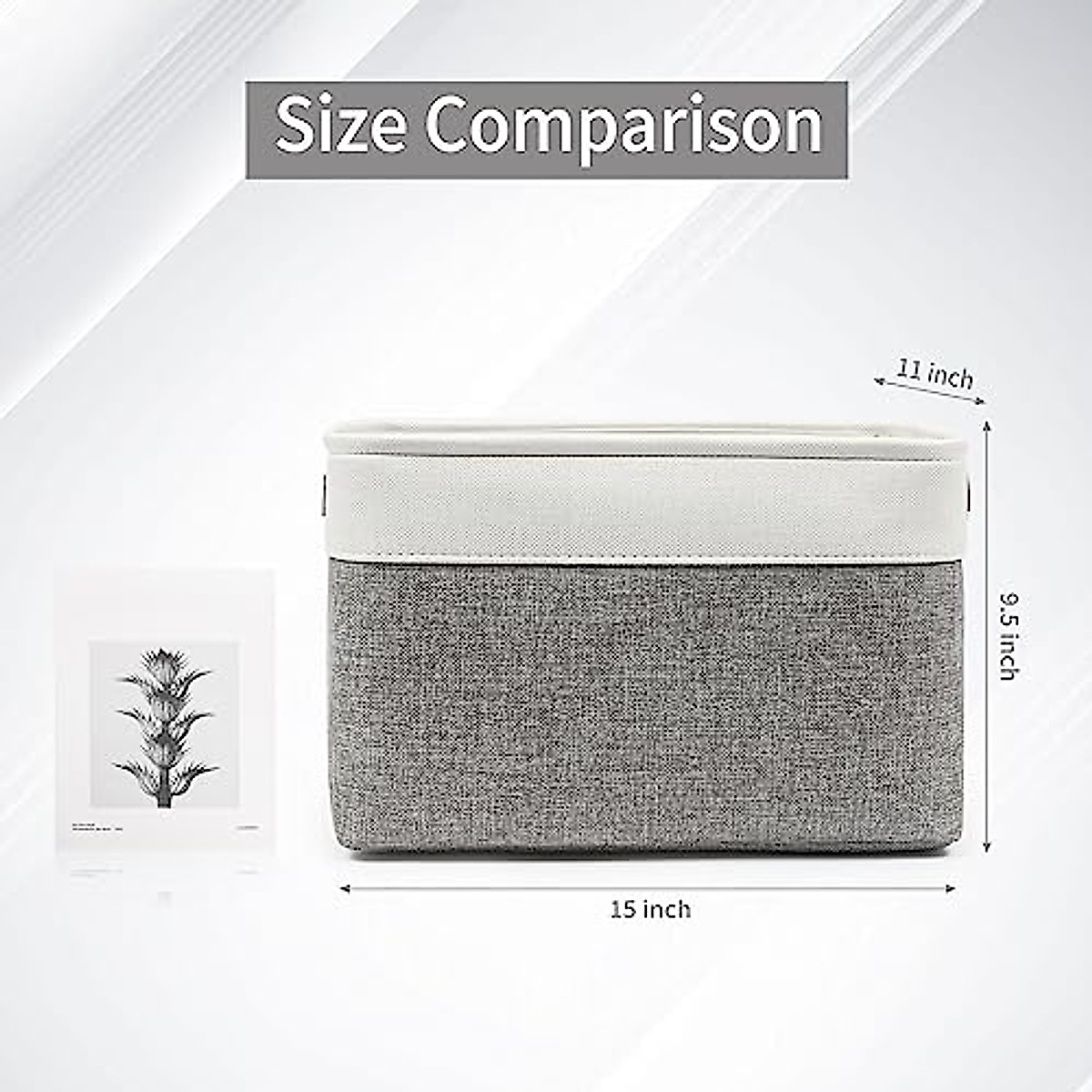 Bagnizer Storage Bins Large Fabric Storage Baskets for Shelves 3 Pack, Decorative Linen Closet Baskets with Handles for Organizing, Shelf, Toys, Clothes, Home, Office, Nursery, 15x11x9.5Inches (Grey&White)