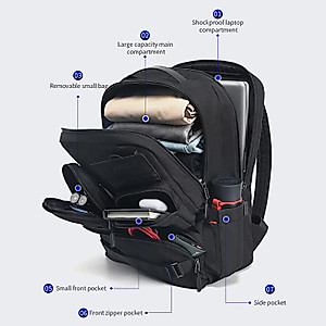 TIGERNU Travel Laptop Backpack for Men Anti-Theft Backpack Waterproof Business Work Bag Outdoor Tactical Backpack Fits 17.3 Inch Laptop （TGN-B008 Black）
